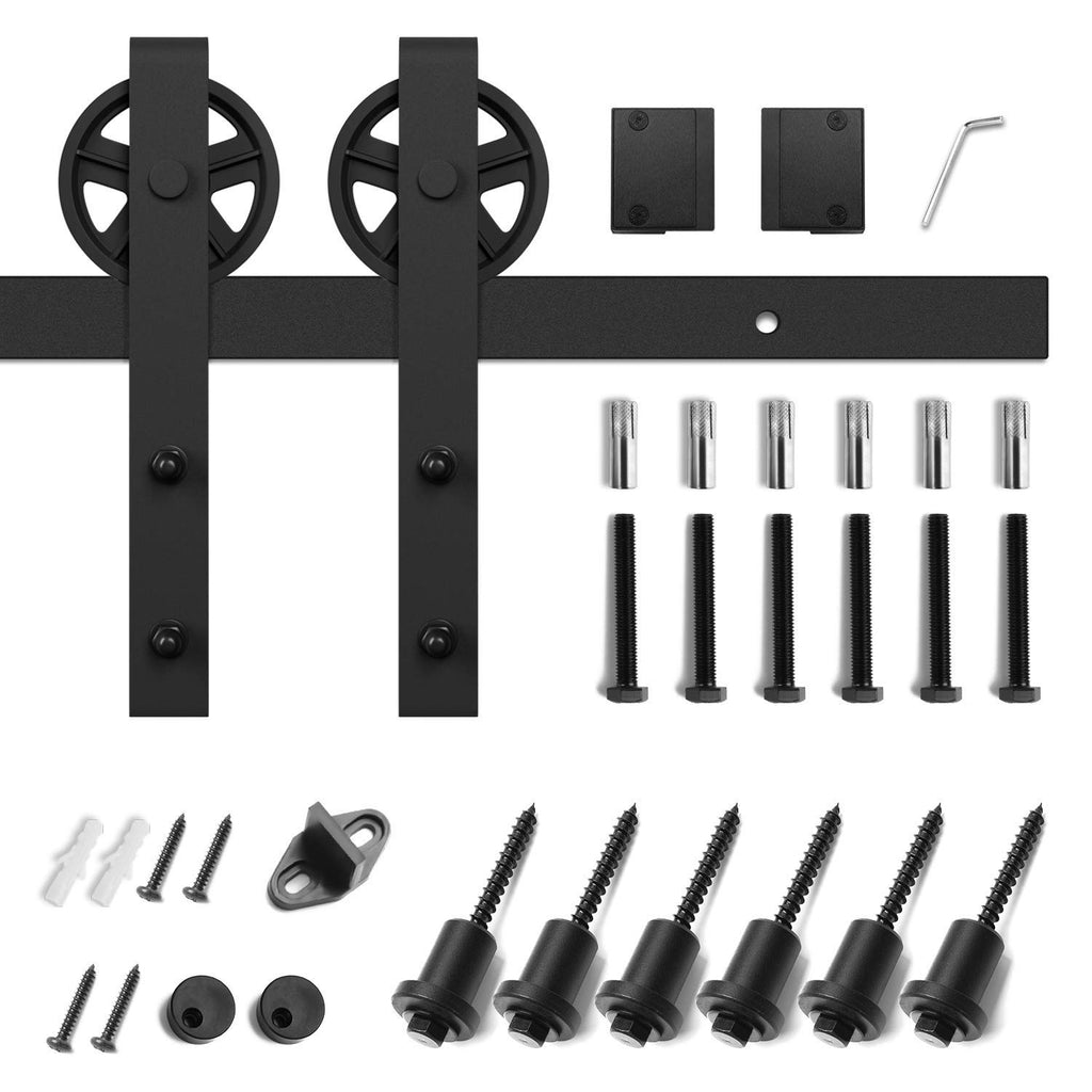 6.6ft Barn Door Hardware Kit: (Big Industrial Wheel ...